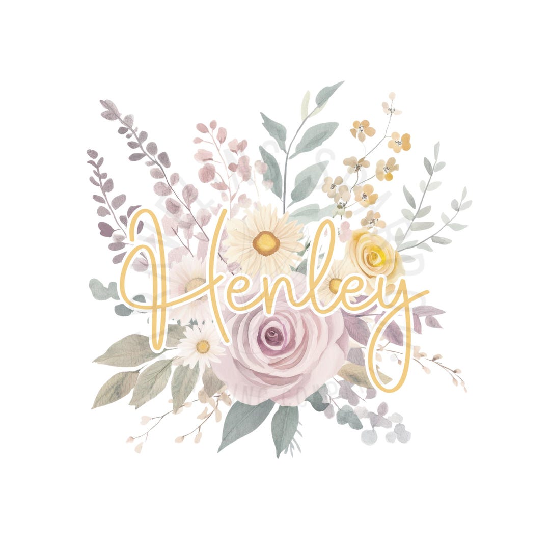 Soft Watercolor Floral Name PNG | Personalized Pastel Flower Clipart ...