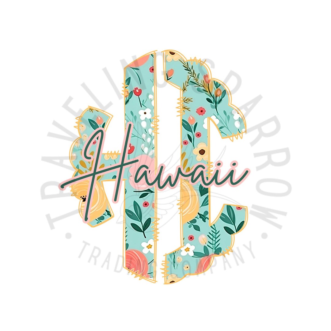 Custom Hawaii Floral State Monogram (digital Download) - Etsy