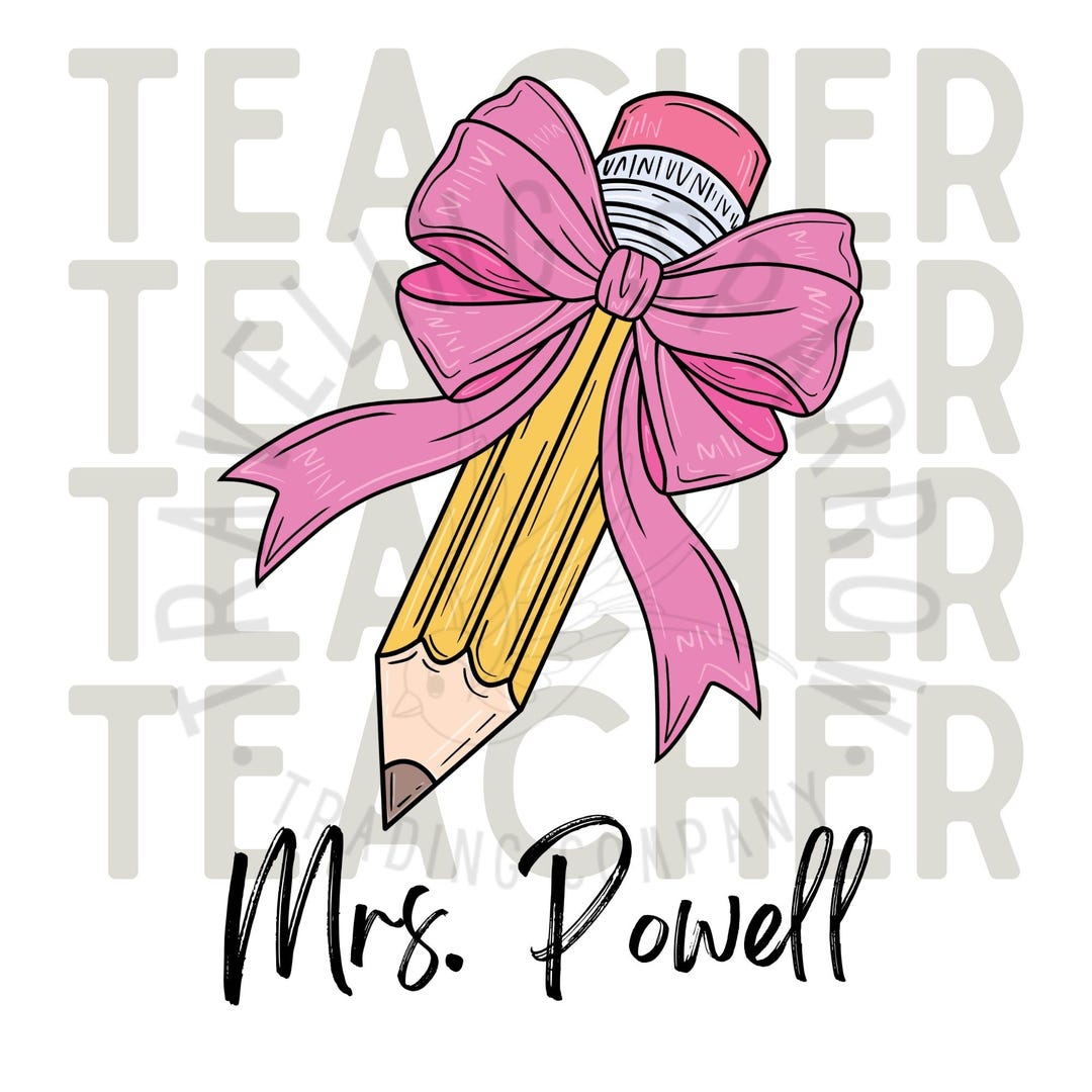 Custom Teacher PNG: Coquette Pencil Bow Design (digital Download) - Etsy