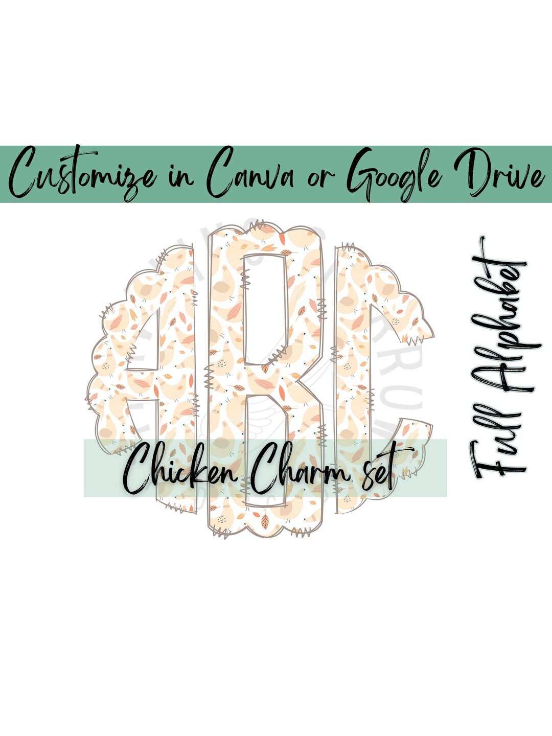 Scalloped Chicken Monogram: Full Alphabet PNG (digital Design) - Etsy