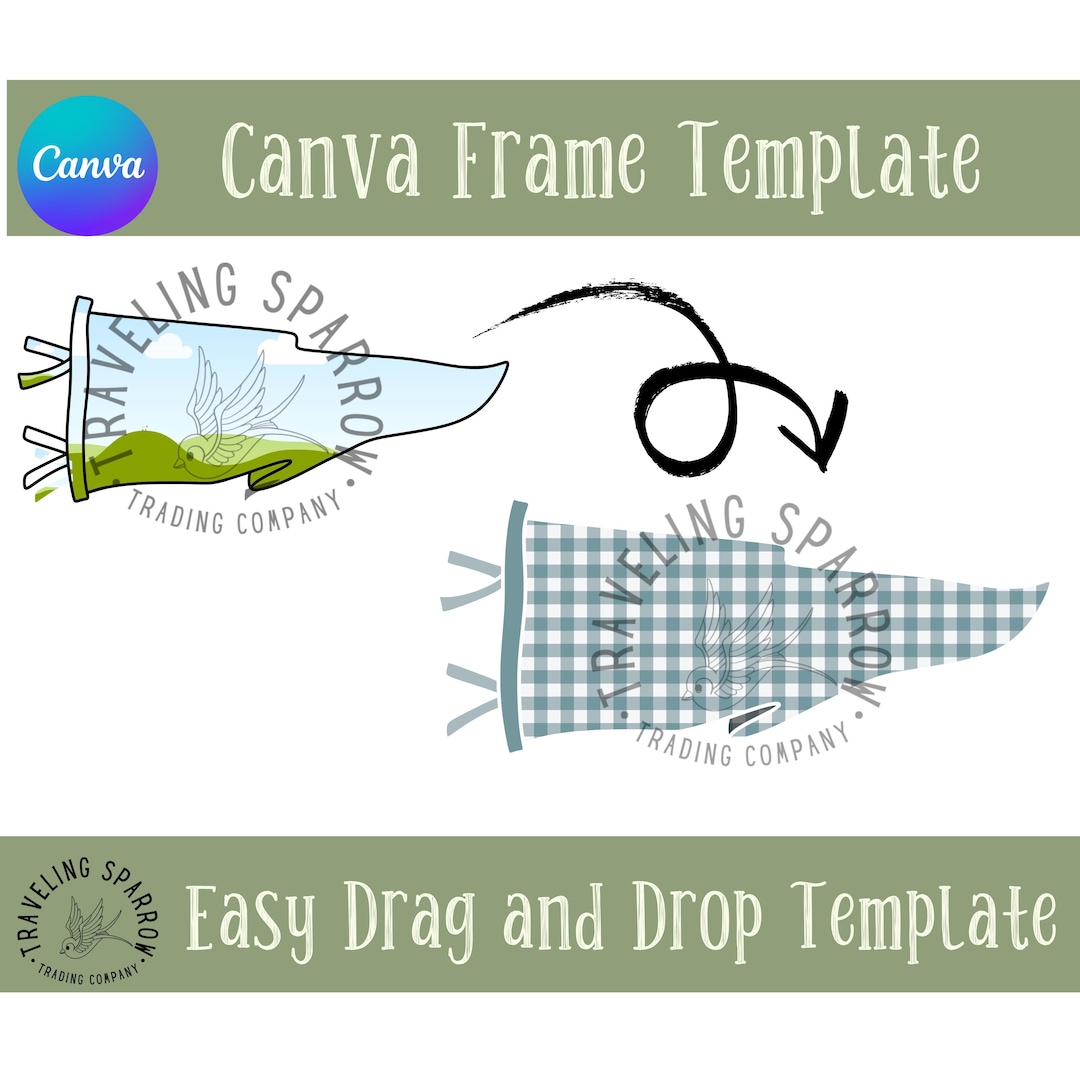 Digital Wavy Pennant Canva Frame – Customizable Template for School ...