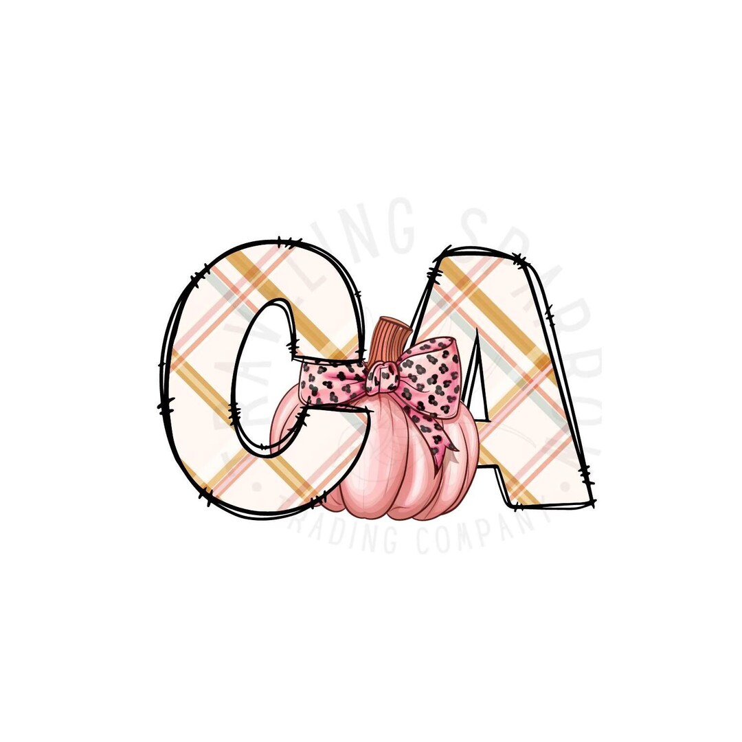 Fall Plaid Pumpkin California State Monogram: Trendy Sublimation Design ...
