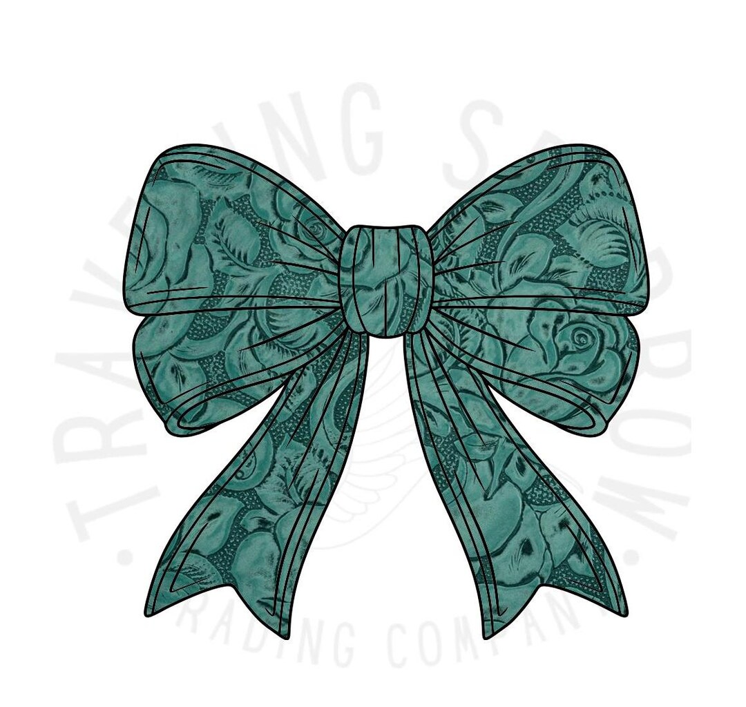 Western Teal Leather Bow, PNG, Western Png, Trendy PNG, Bow Png ...