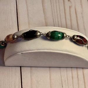 Vintage Gonzales Sterling Silver Semi-precious Stone Caged Bracelet, 8 ...