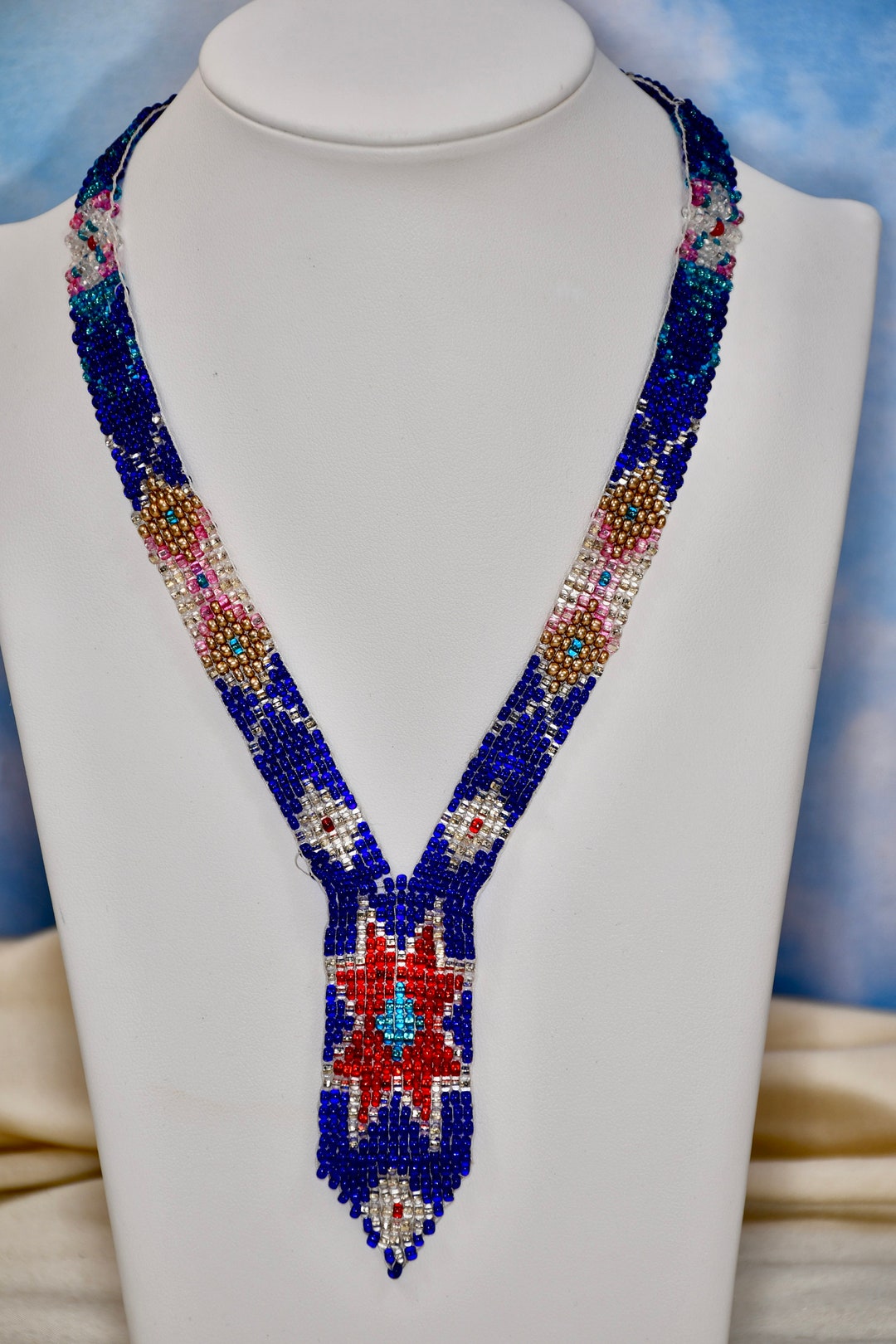 Art Deco Flapper Hand Beaded Antique Necklace Authentic Woven Solid ...