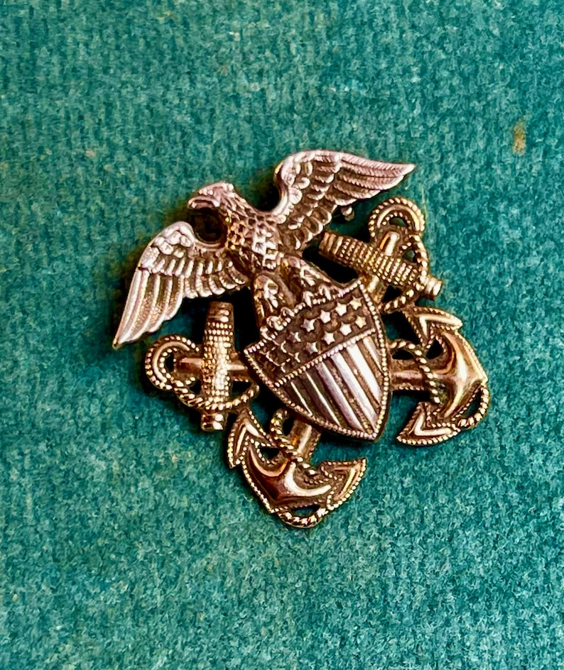 WWII US Navy Eagle Anchor Military Emblem Brooch Pin Marked - Etsy