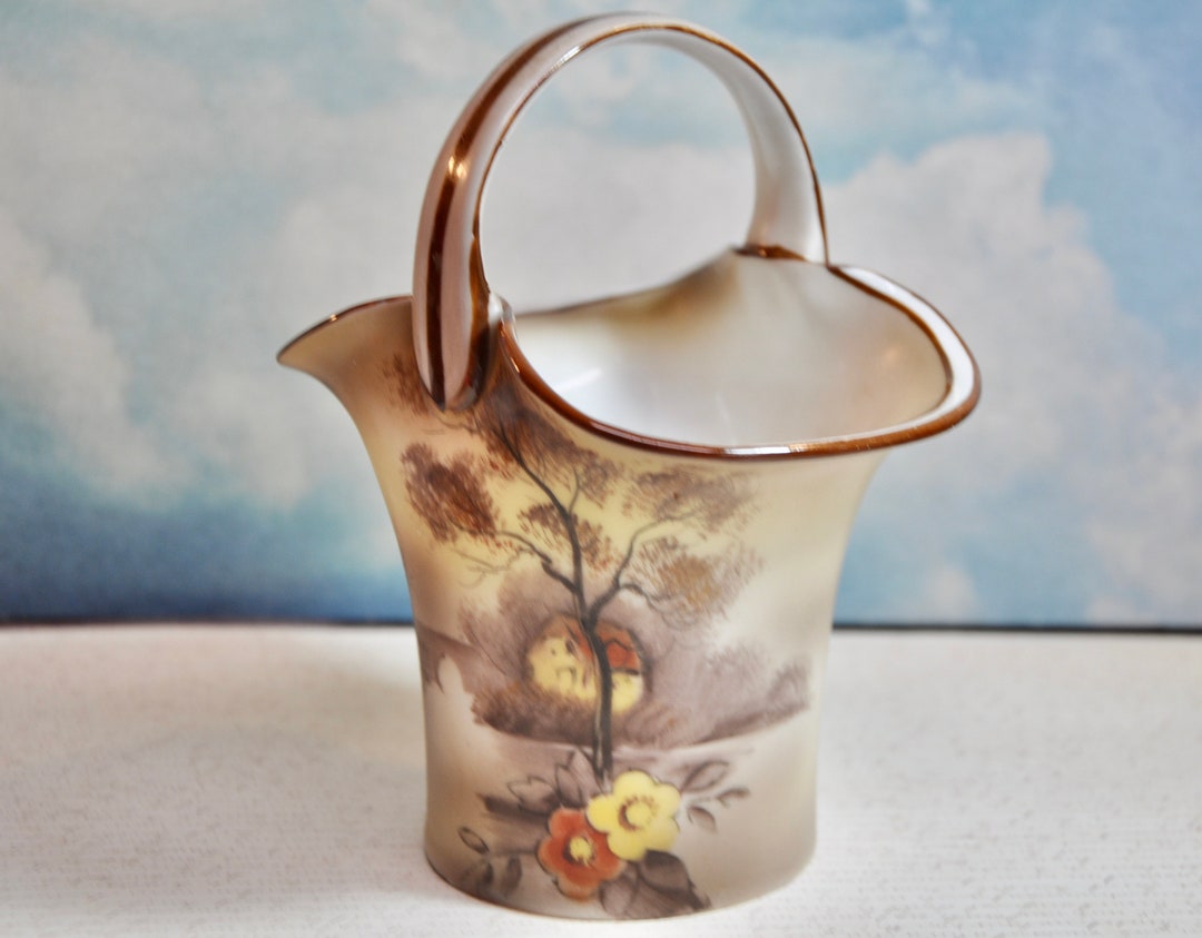 Antique Noritake Hand-painted Basket: Tree in the Meadow, Morimura ...