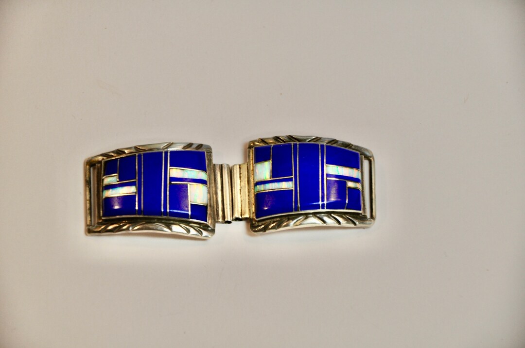 Native American Navajo Watch Band Tips Inlay Lapis Lazuli and White ...