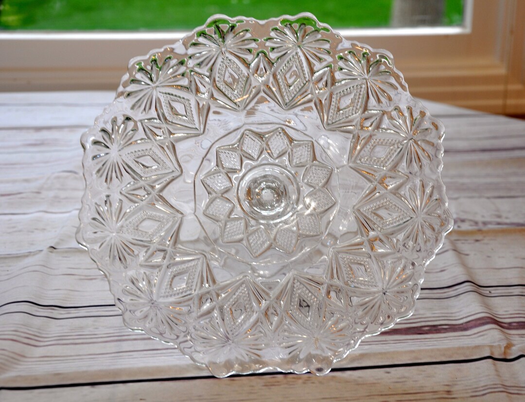 Antique Pedestal Cake Plate Cake Stand U S Glass Shoshone Pattern EAPG ...