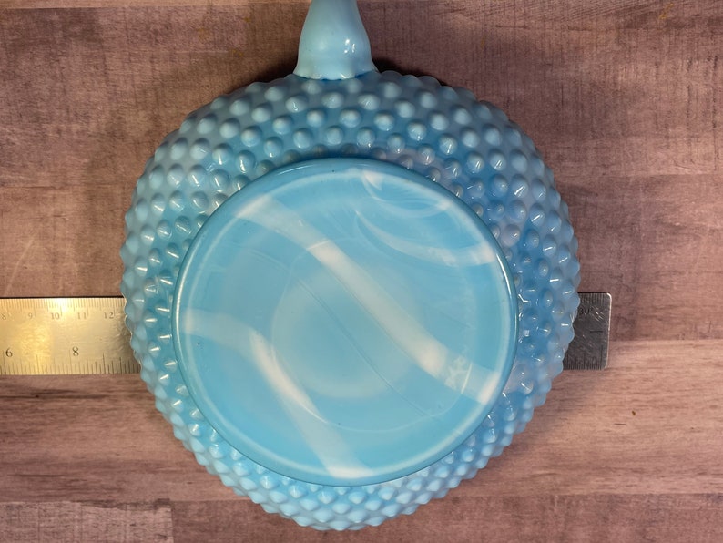 VINTAGE Fenton Blue Slag Glass Hobnail Ruffled Heart Dish With | Etsy