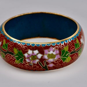 Vintage Chinese Cloisonné Bangle Bracelet Artisan Handmade Vibrant Colors Even Enamel Work ...