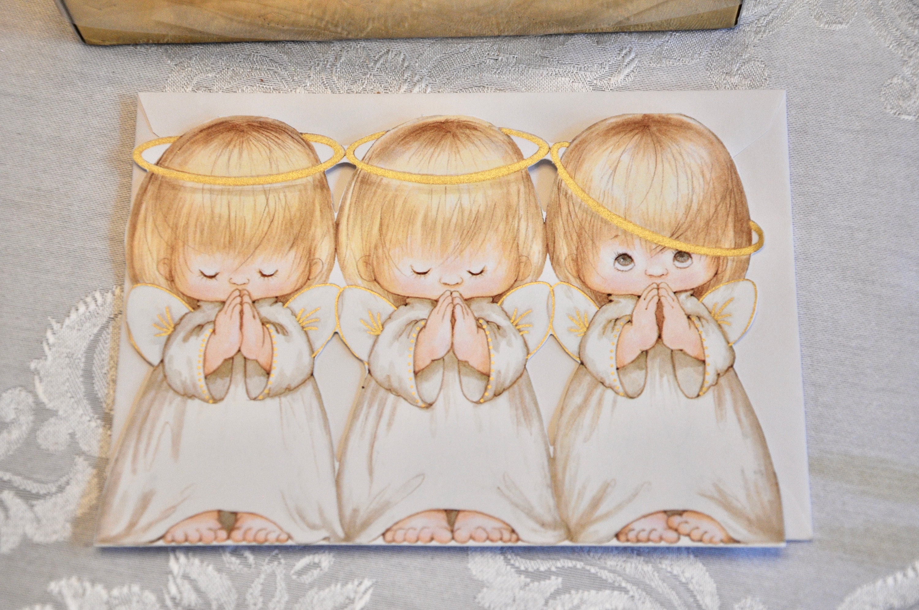Vintage Hallmark Three Little Angels Christmas Card Mint | Etsy