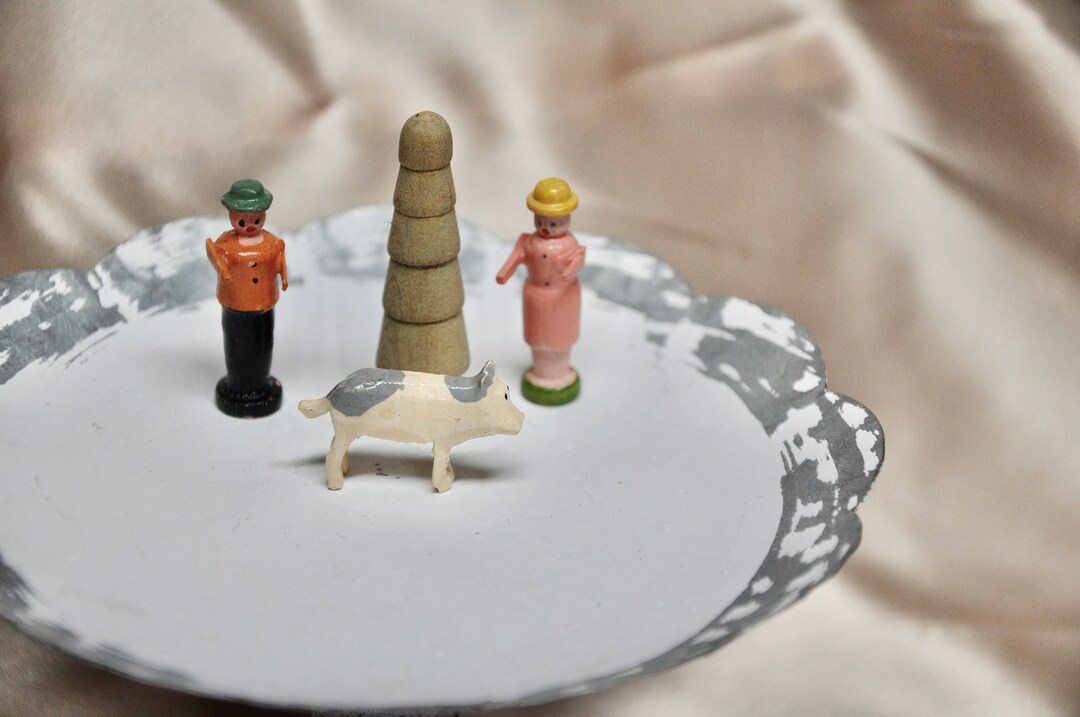 Antique Erzgebirge 4 Piece Set Miniature Hand Carved Wooden Farm ...