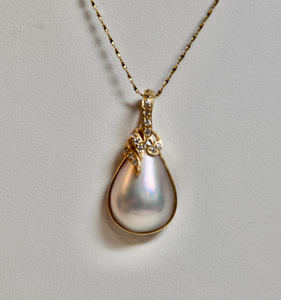 14K Gold Mabe Pearl Enhancer Pendant With 12 Brilliant Cut - Etsy