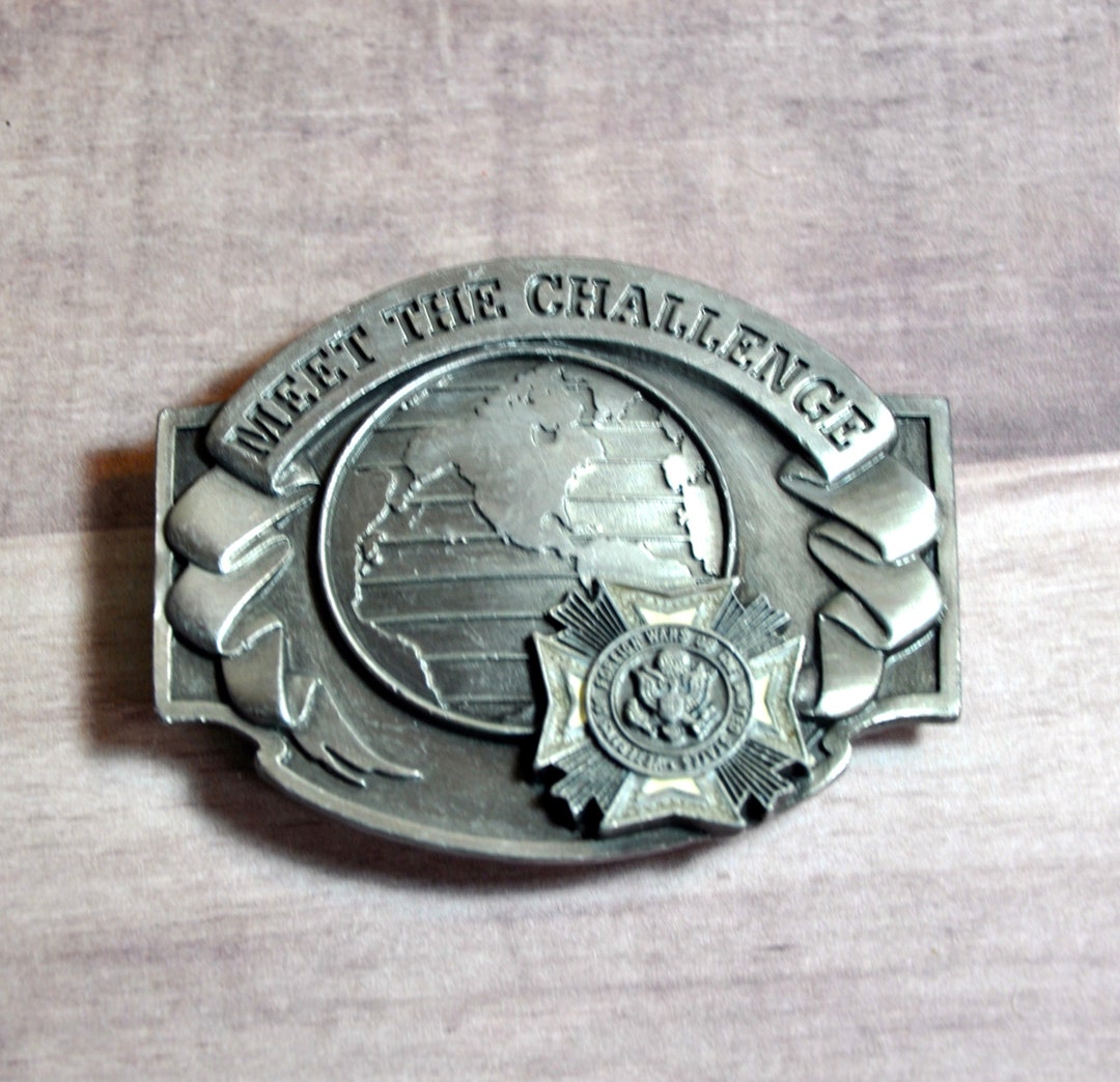 Vintage VFW Belt Buckle: "meet the Challenge" Limited Edition - Etsy