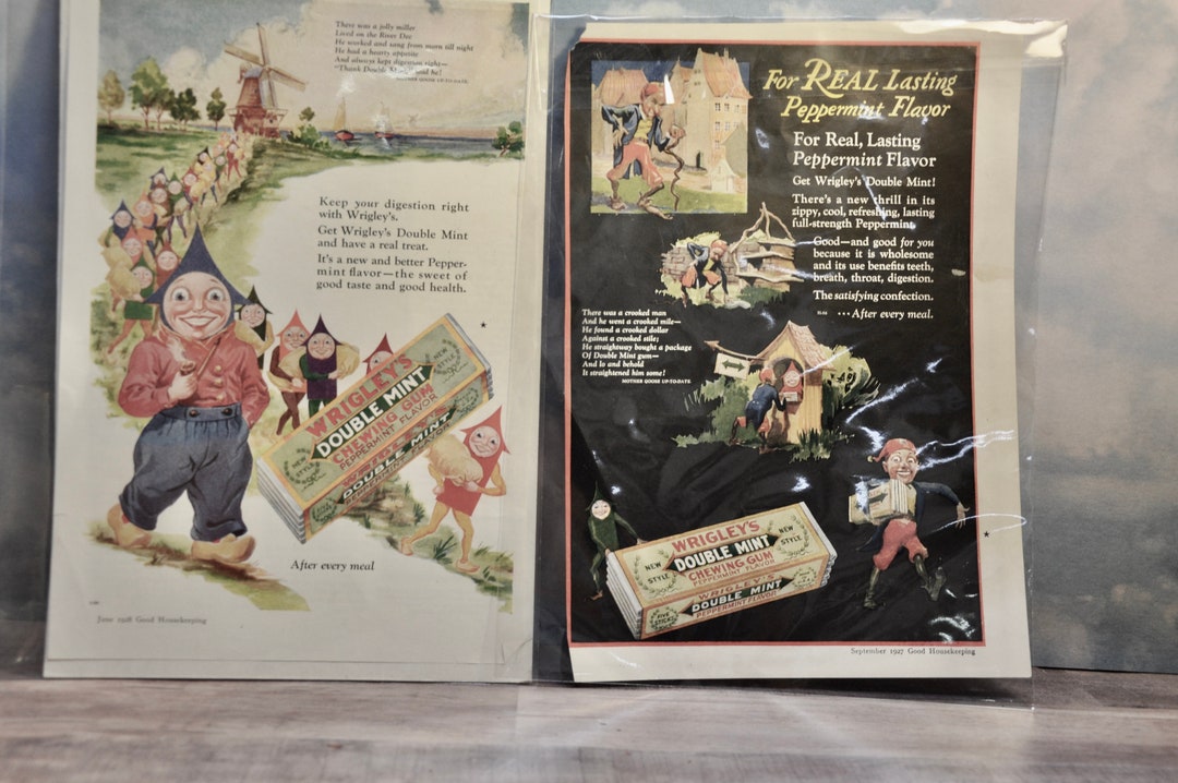 Antique Wrigleys Double Mint Gum Ad Set Peppermint Chewing Gum - Etsy