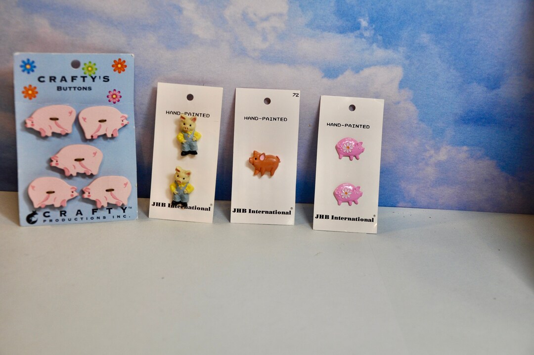Hand Painted Pig Buttons: New Old Stock Craft Lot of 10 - Etsy