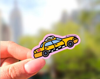 Pink Taxi Sticker, NYC Sticker, Cute Stickers, Laptop Stickers, Vinyl ...