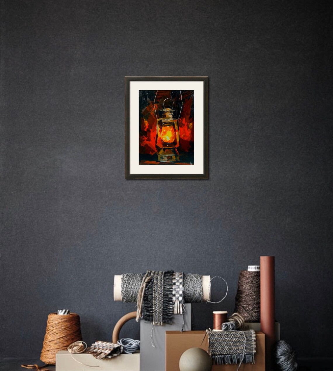 Vintage Old Stile Lamp, Still Life, Original Oil Painting on Cotton ...