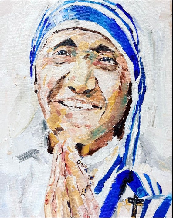 Mother Teresa Portrait Oil on Stretched Cotton Canvas | Etsy India