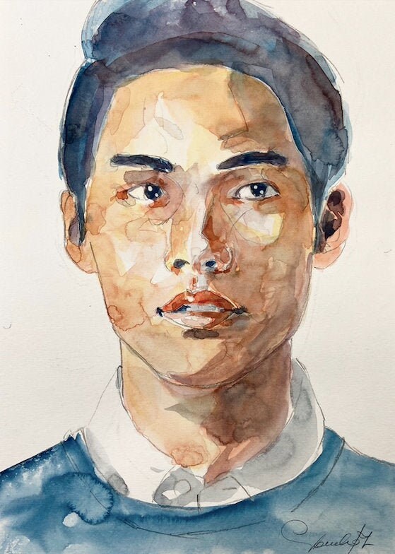 Watercolor Face Male