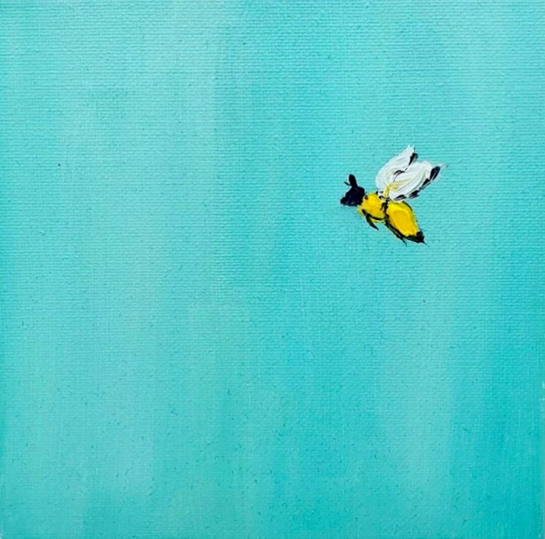 Bee Original Oil Painting Beekeeping Decoration, Bumblebee Artwork Farm ...