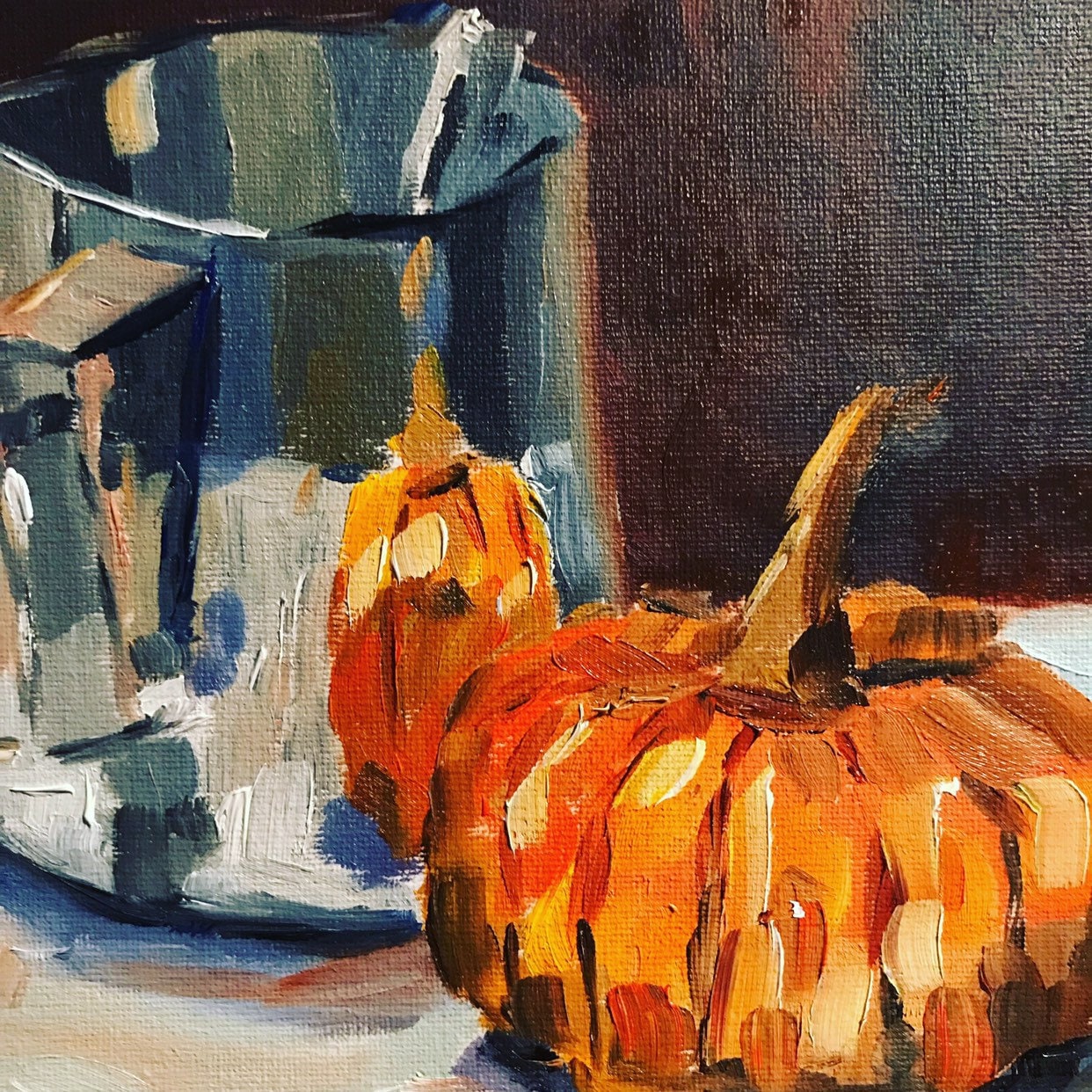 Autumn Halloween Pumpkin Original Still Life Oil Painting on - Etsy