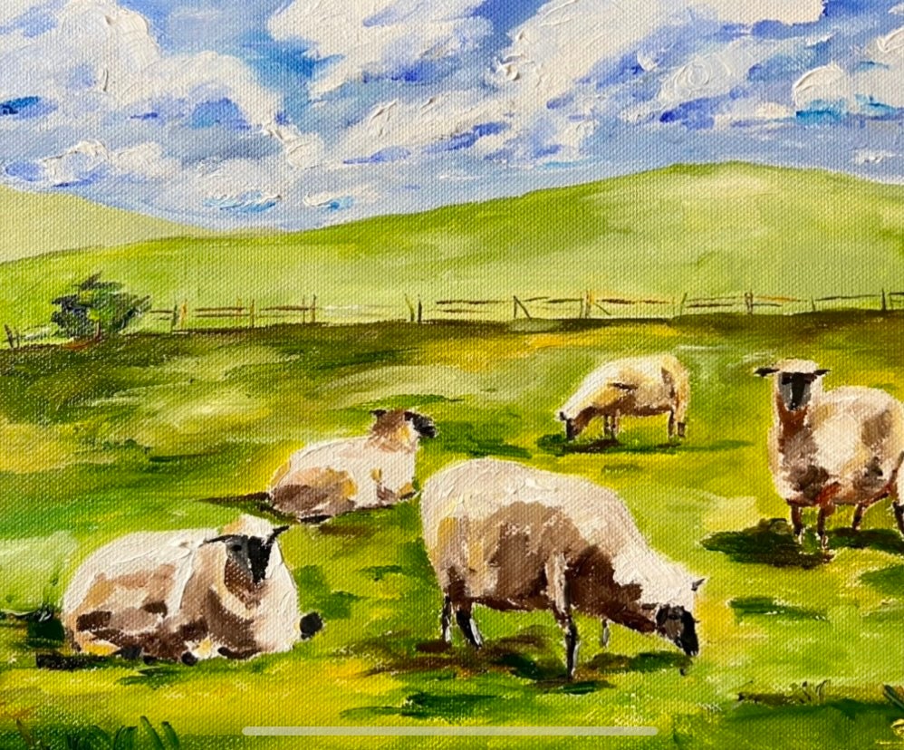 Irish Sheep Flock Original Oil Paint Farm Inspired Art From Ireland ...