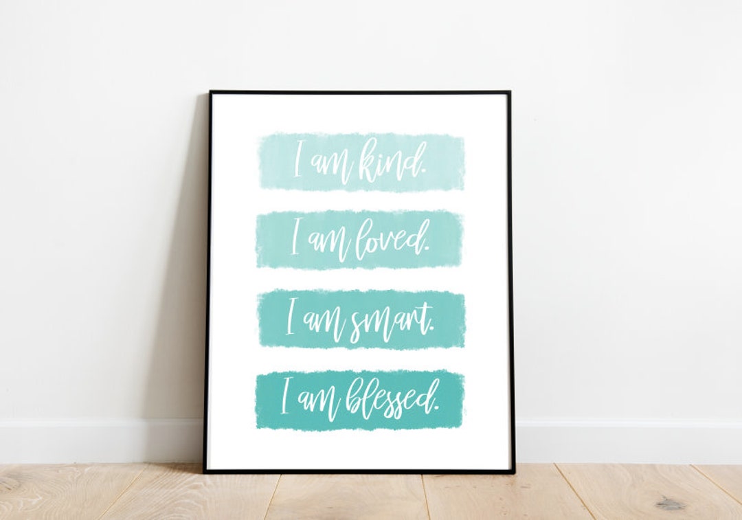I Am Statements, Positive Affirmations, Teal Room Decor, Daily ...