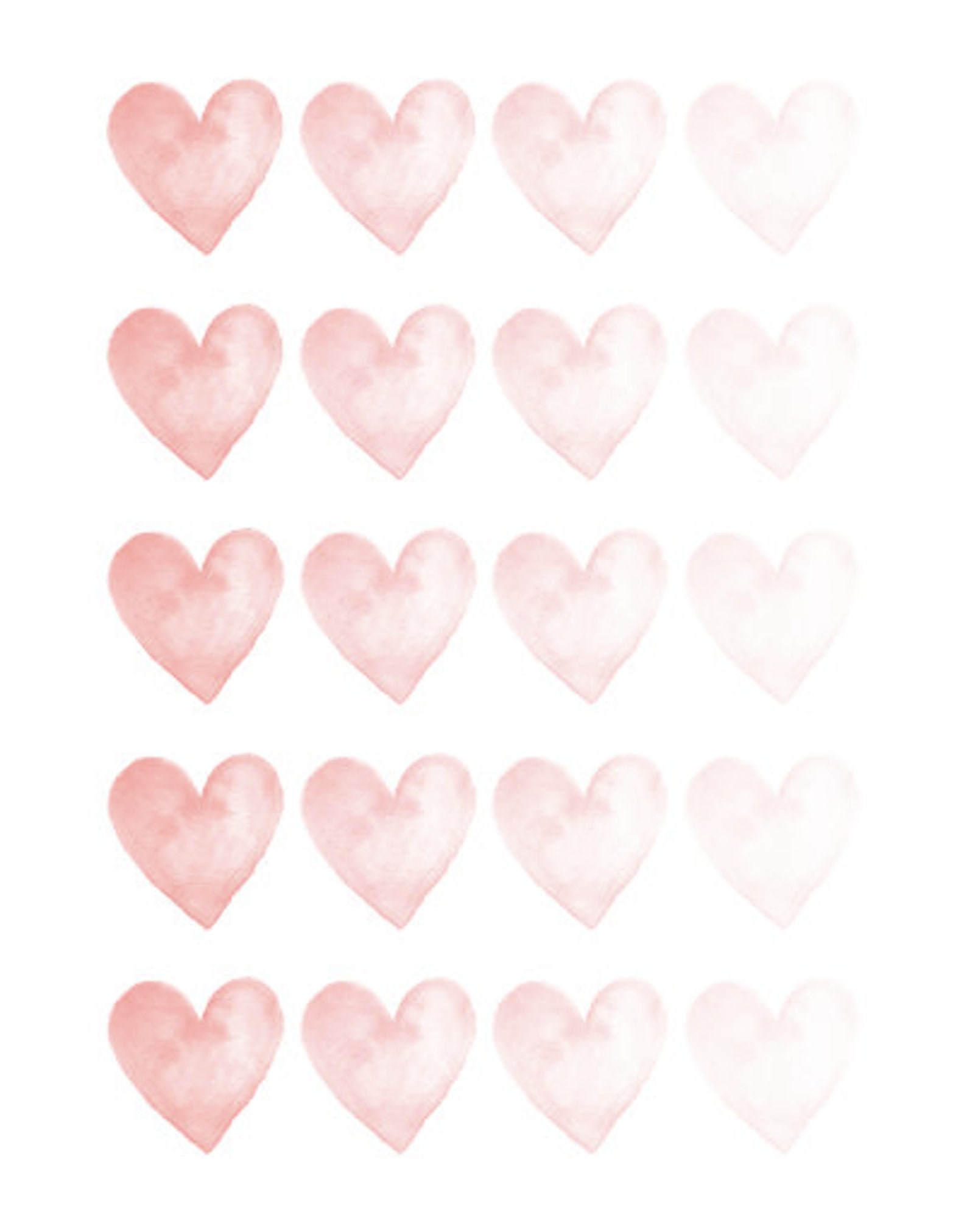 Pink Hearts Ombre Pink Pink Ombre Hearts Heart Printable | Etsy