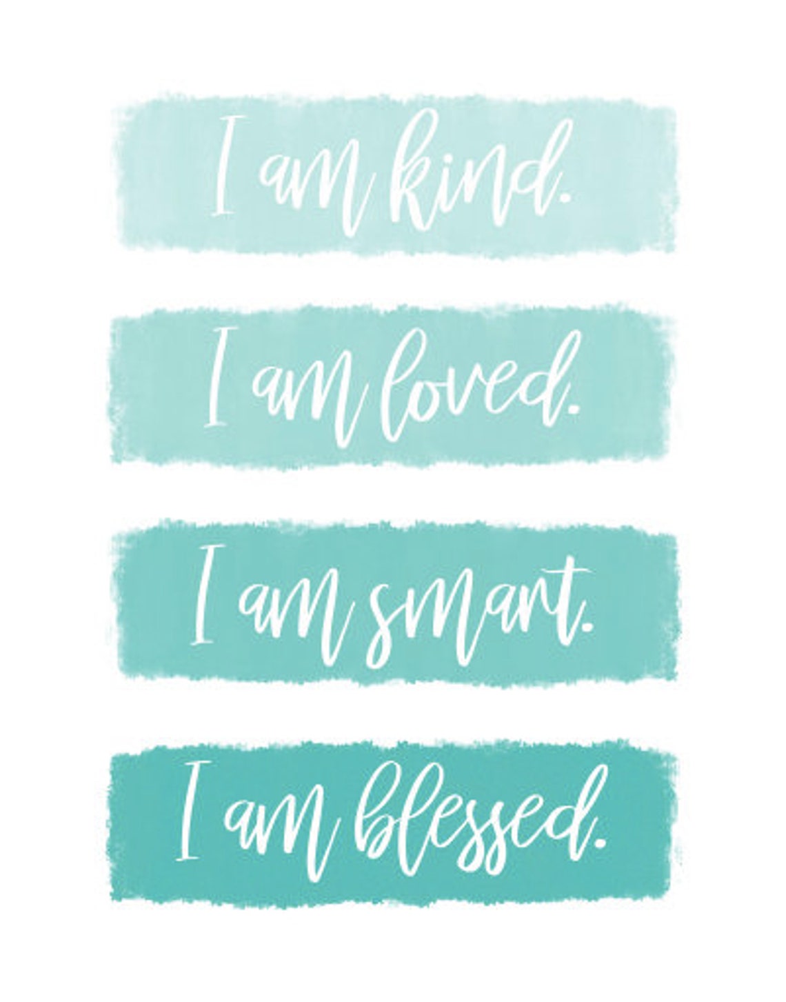 I Am Statements Positive Affirmations Teal Room Decor Daily - Etsy
