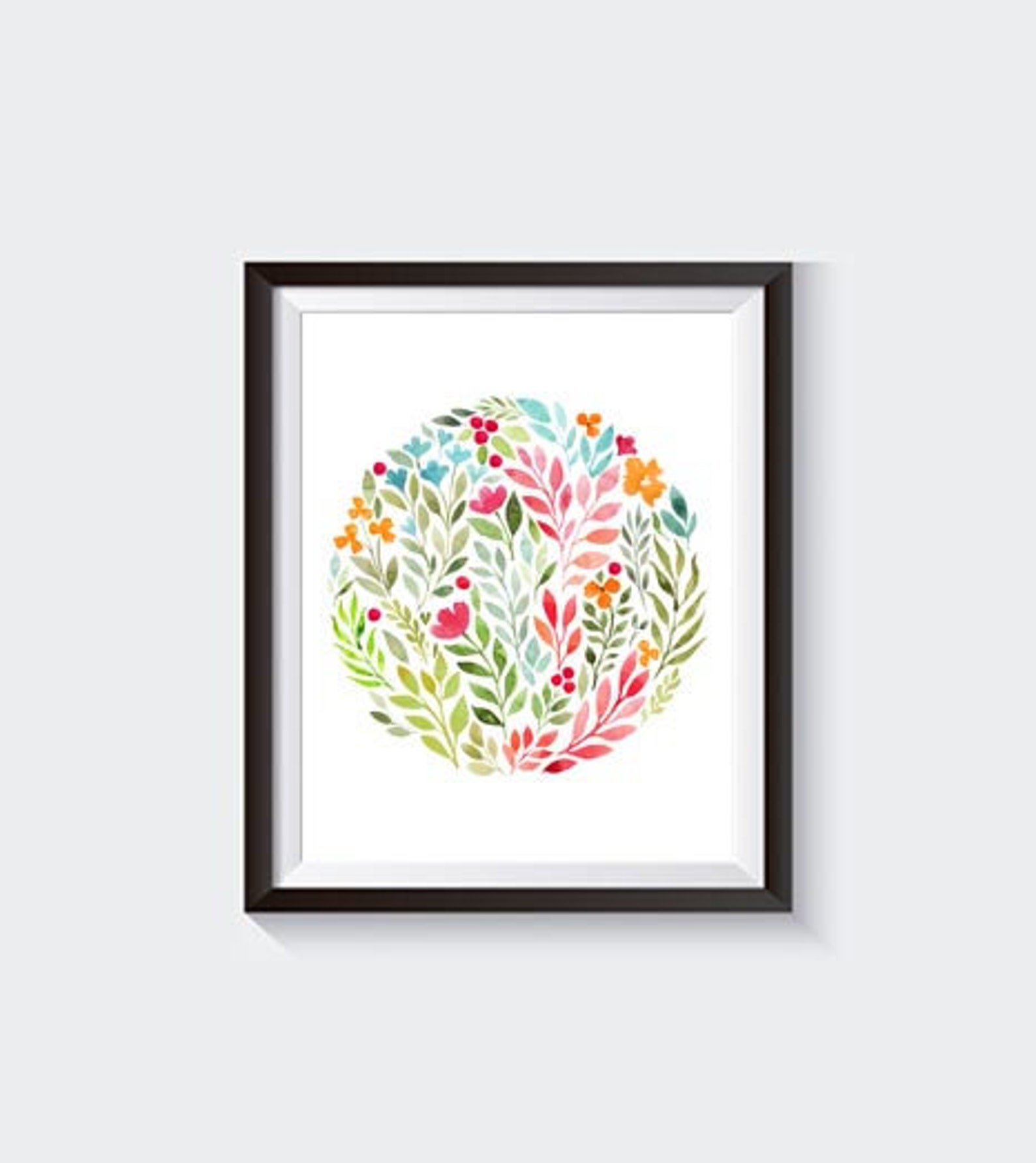 Floral Circle, Watercolor Flowers, Colorful Flowers, Floral Wall Art ...