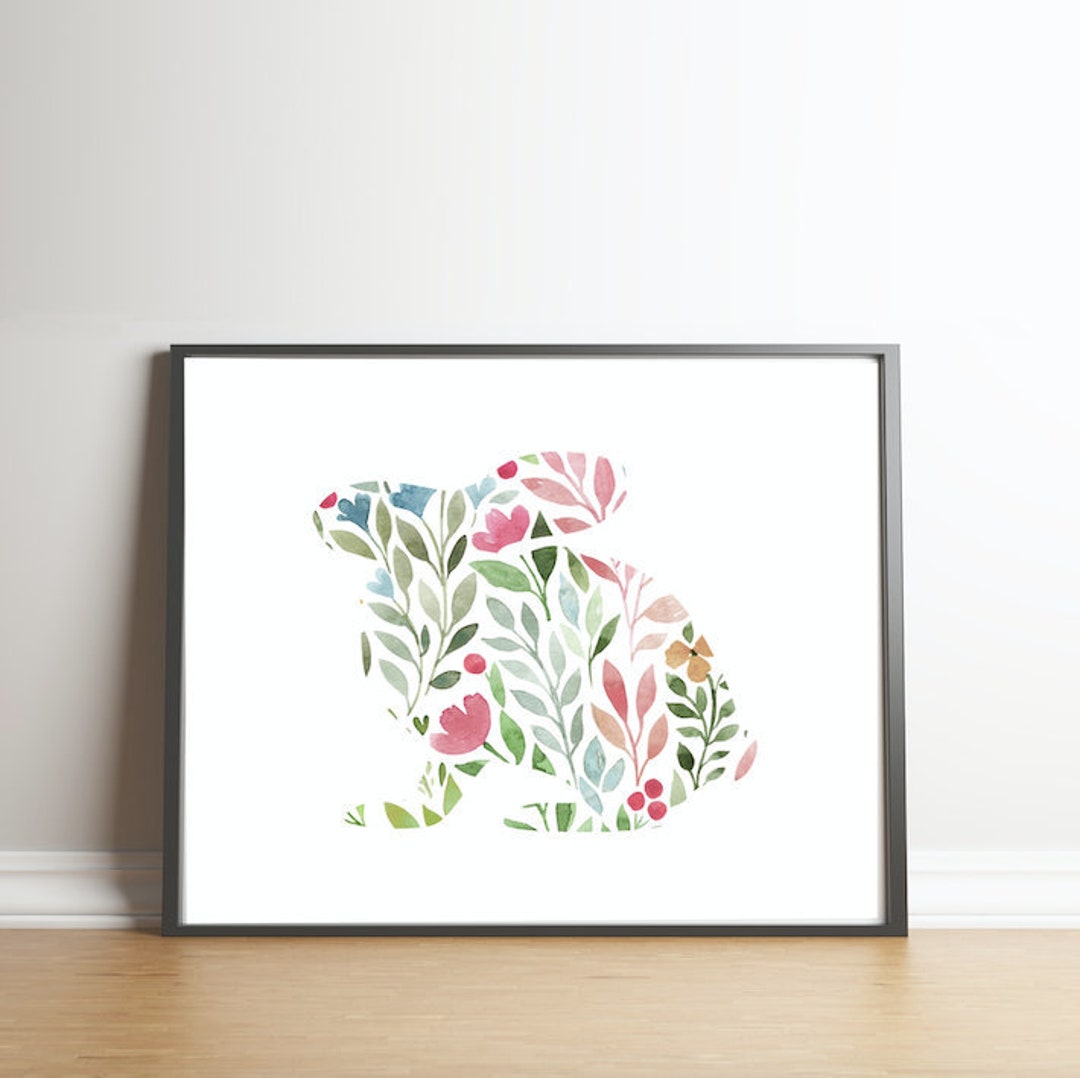 Spring Printable, Bunny Silhouette, Bunny Printable, Easter Decor ...