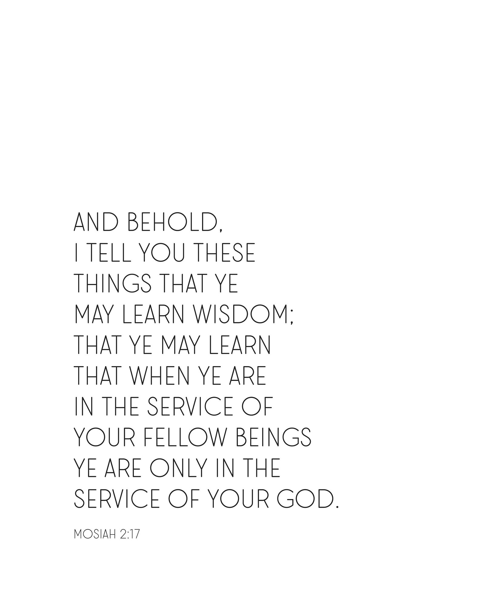 Mosiah 2:17 Scripture Art Print, Minimalist LDS Religious Quote ...