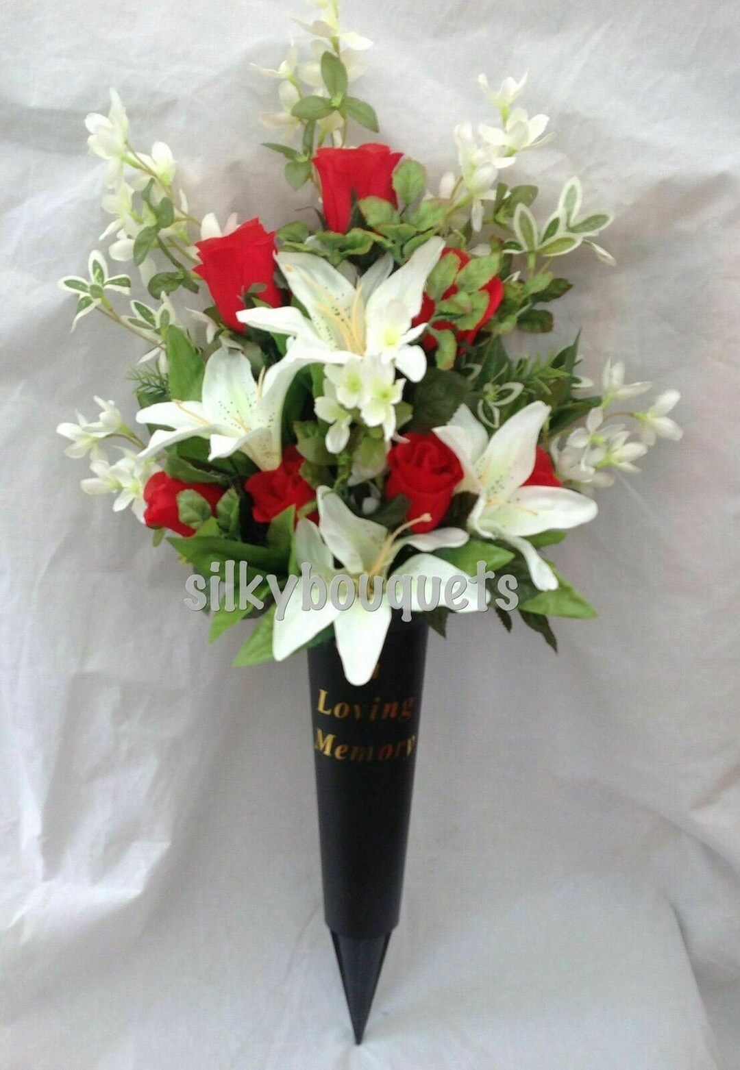 Artificial Silk Flower Grave Spike Vase Memorial Arrangement - Etsy
