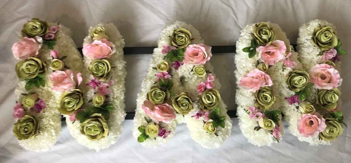 Nan Faux Silk Funeral Flower Letters Artificial Open Design Faux ...