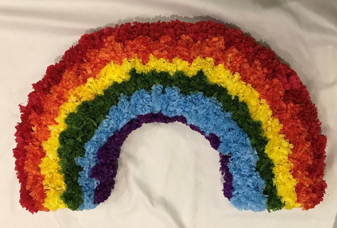 Artificial Silk Funeral Flower Rainbow Wreath Tribute Pride Childs ...