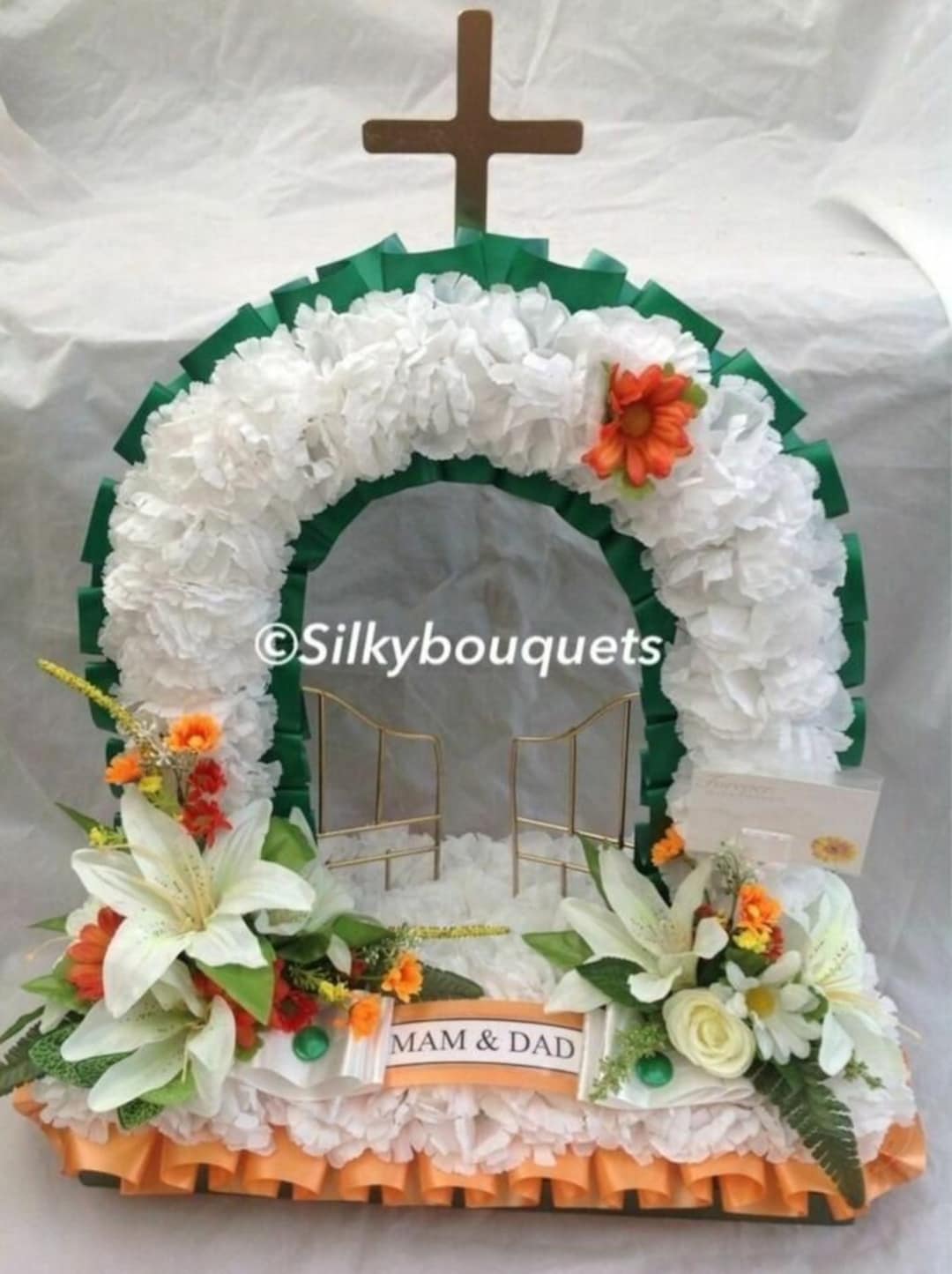 Irish Funeral Flowers Gates of Heaven Silk Artificial Wreath Tribute ...