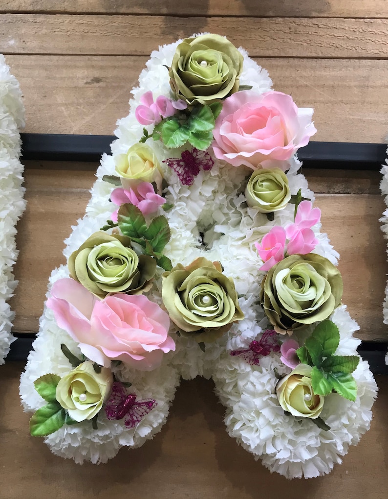 Nan Faux Silk Funeral Flower Letters Artificial Open Design Faux ...