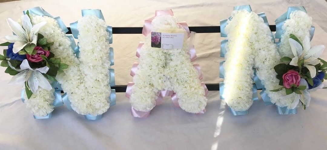 Nan Funeral 3 Letter Tribute Artificial Silk Funeral Flower Memorial ...