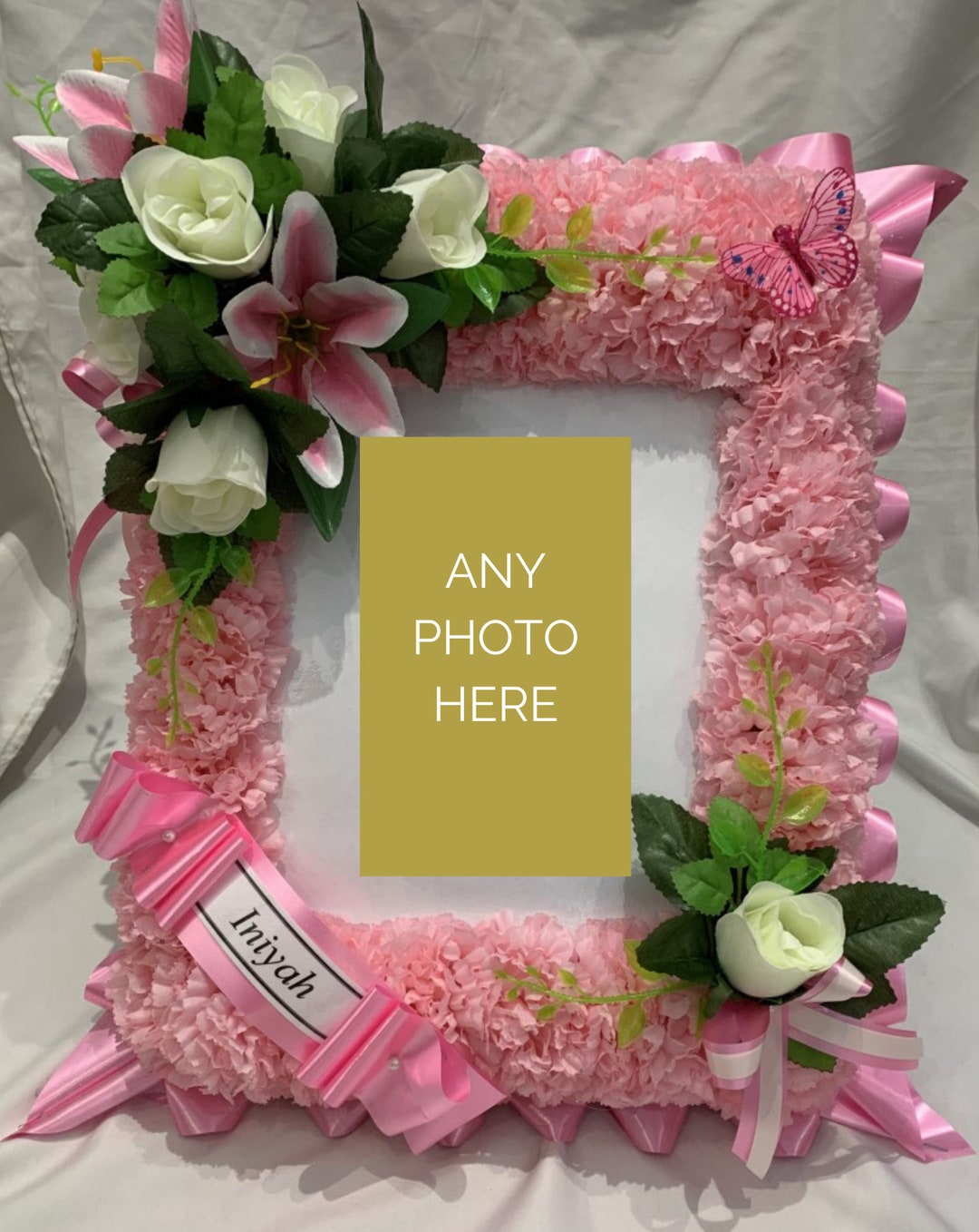 Artificial Silk Funeral Flower Photo Frame Any Colour Tribute Memorial ...