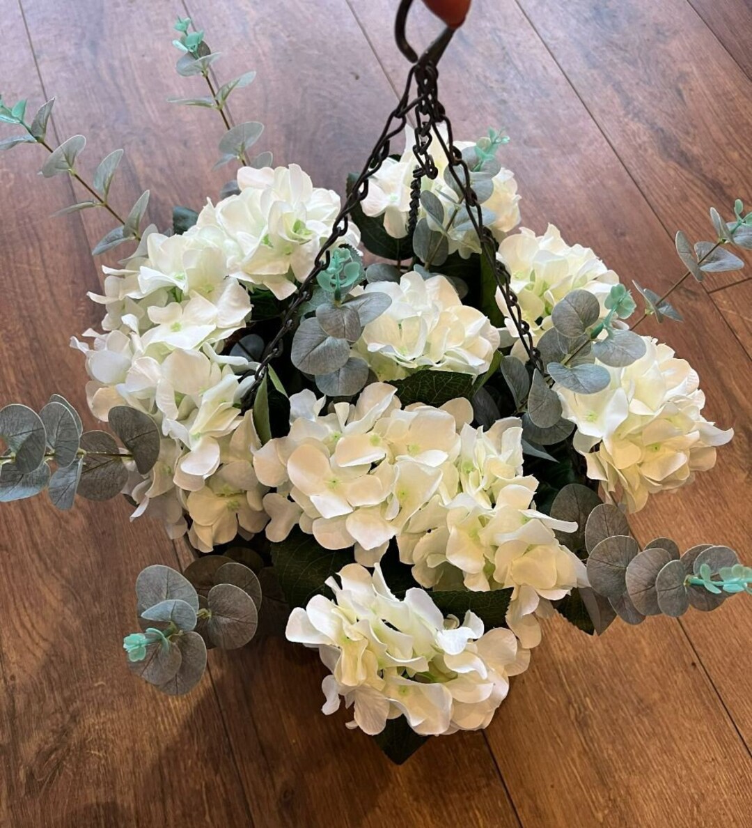 Artificial Silk Flowers Hydrangea Hanging Basket Flower Decor ...