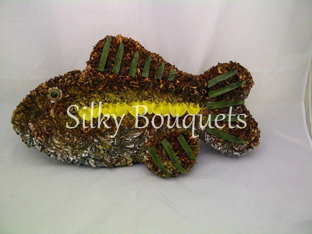 Silk Flower Fish Funeral Tribute, Gone Fishing Memorial Wreath - Etsy