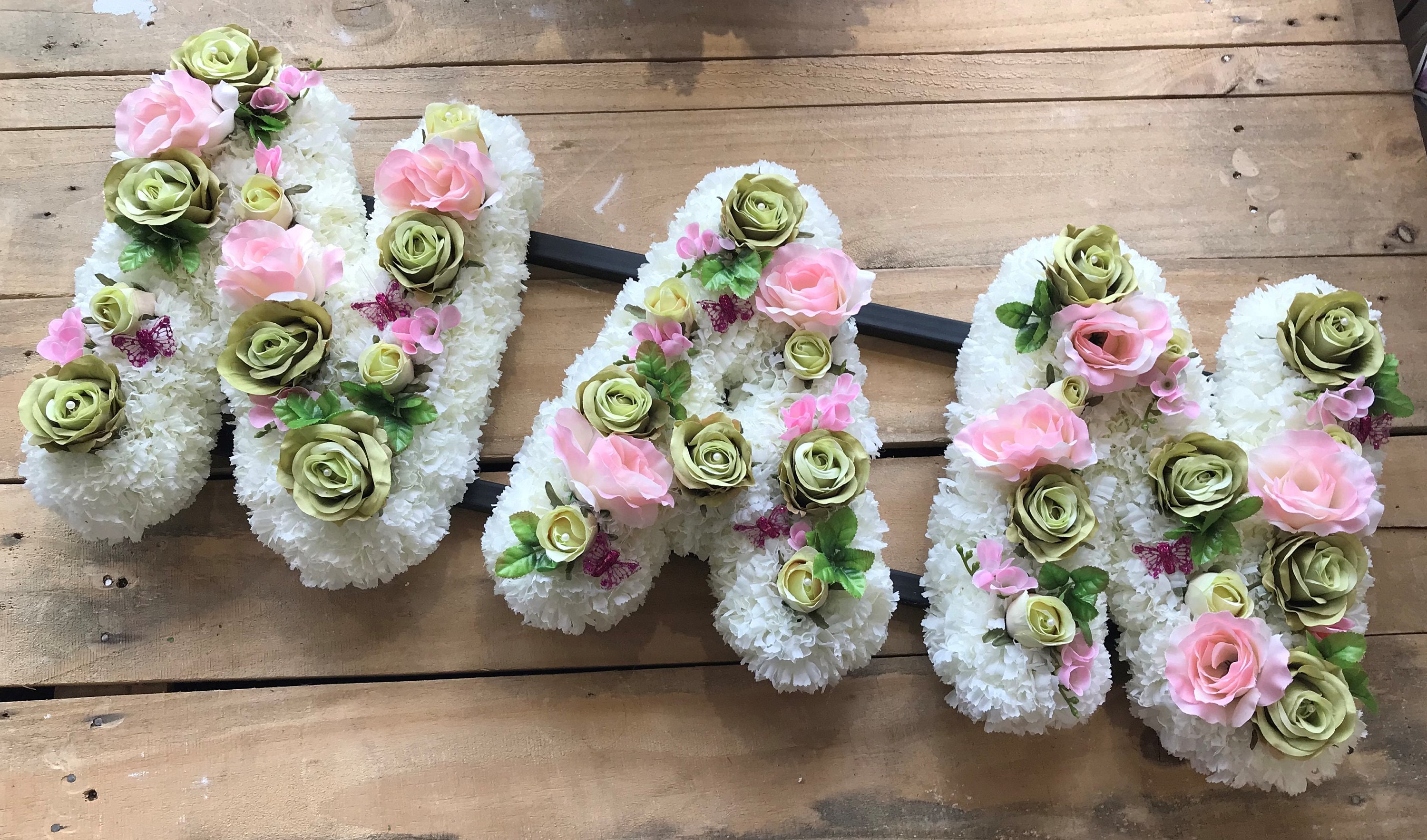 Nan Faux Silk Funeral Flower Letters Artificial Open Design - Etsy.de