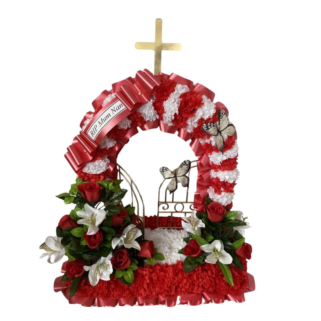 Gates of Heaven Funeral Flowers Silk Artificial Memorial Faux Tribute ...