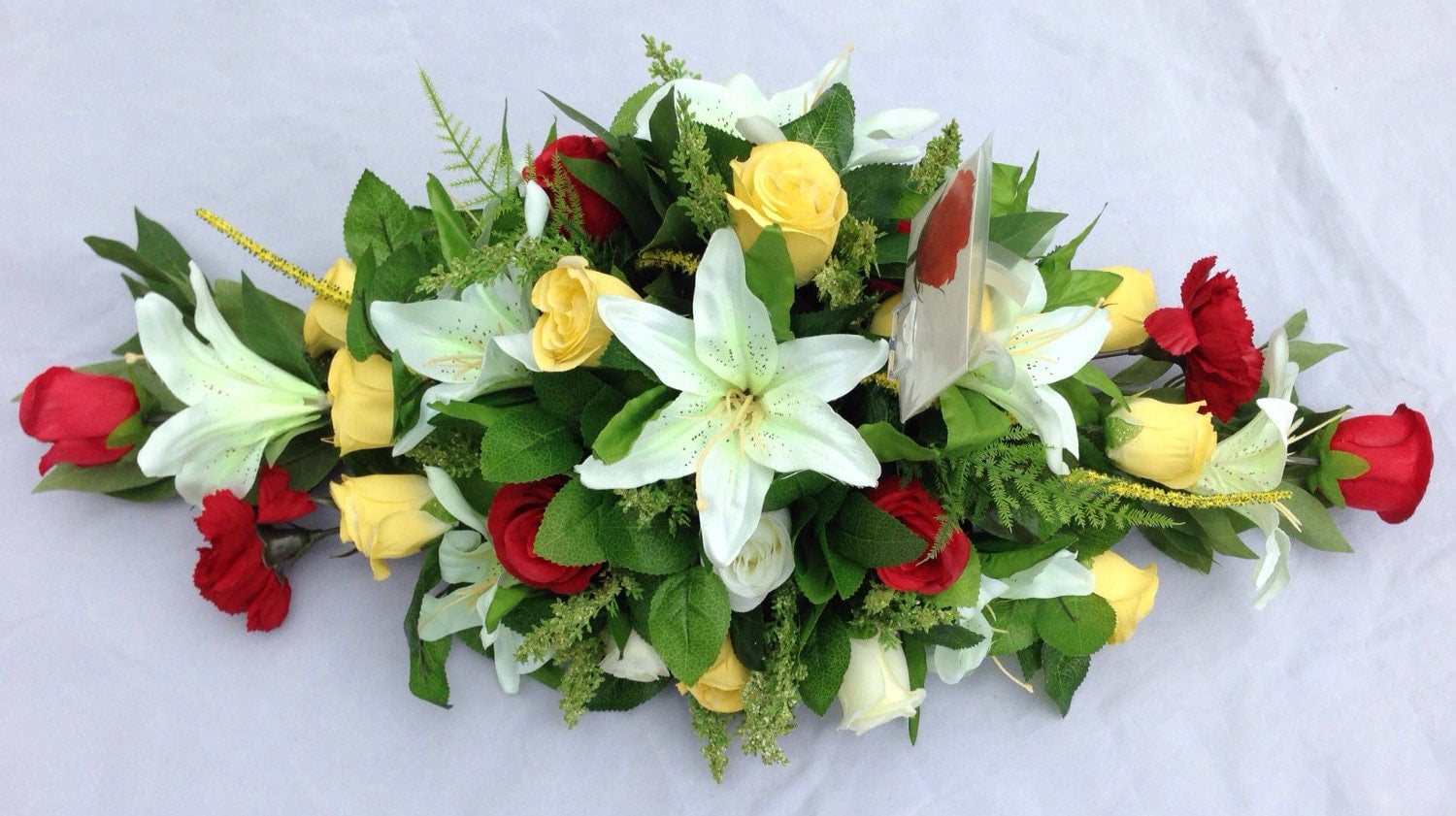 Coffin Spray Artificial Silk Funeral Flower Casket Topper - Etsy UK