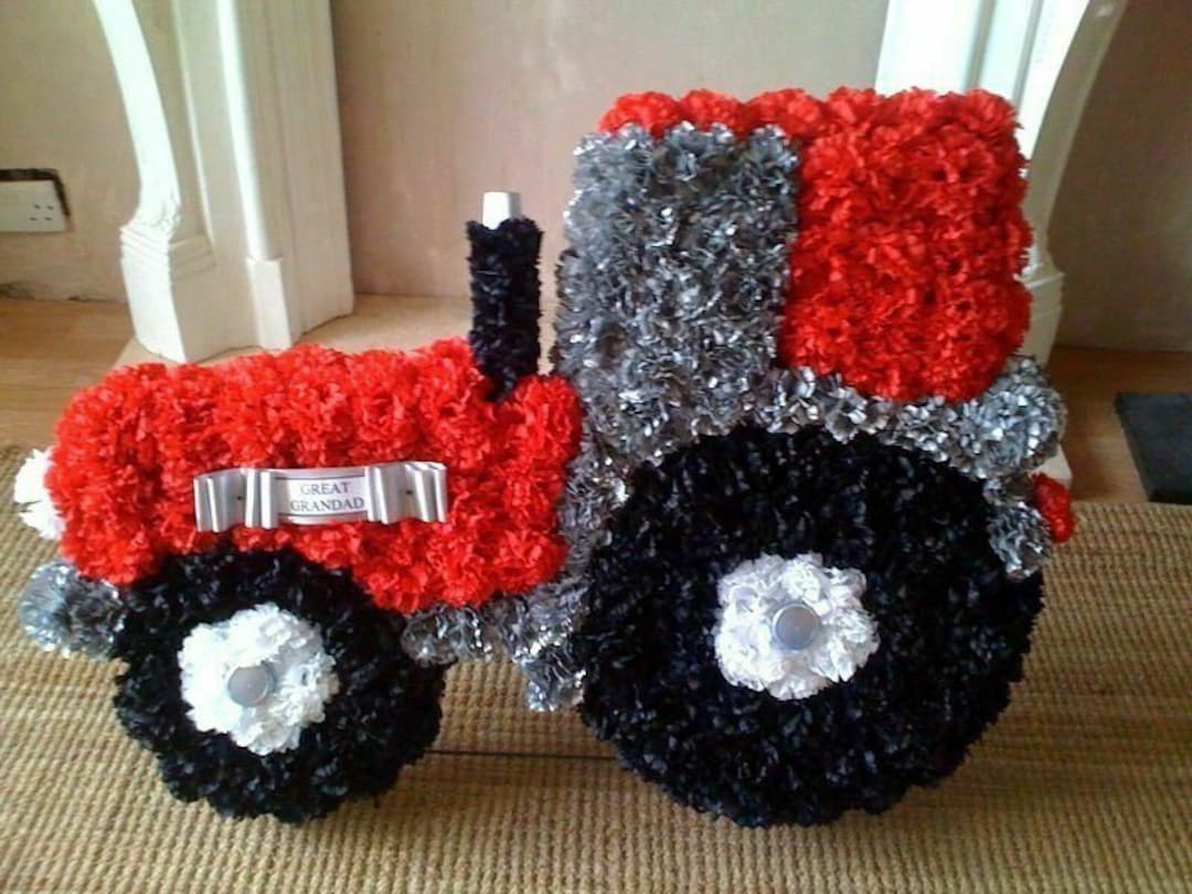 Tractor Funeral Wreath, Artificial Silk Flower Memorial Tribute - Etsy
