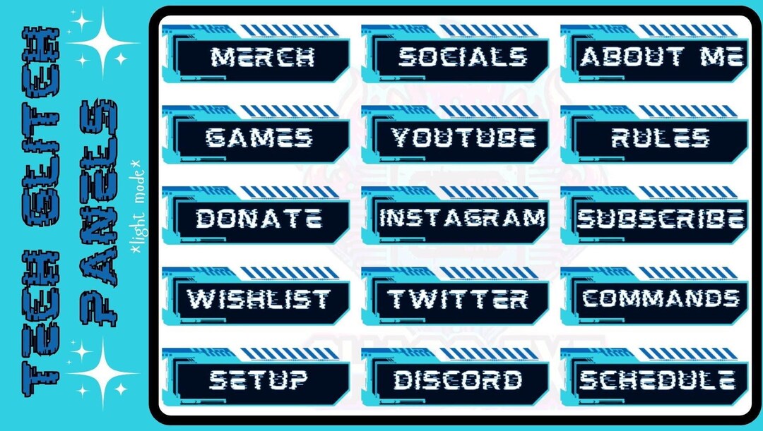 15 Tech Glitch Panels | Blue/teal | Twitch | Twitch Stream ...