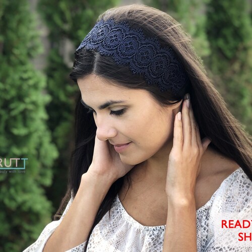 Black Macrame Lace Headband Church Head Covering Orthodox - Etsy