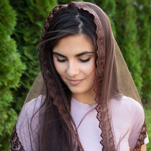Brown Infinity Head Covering Catholic Veil Church or Chapel - Etsy